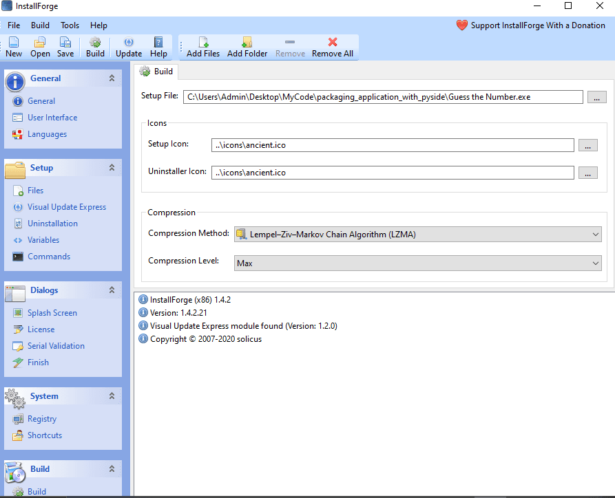 How to package a pyside application using pyinstaller and distributing using installforge ...